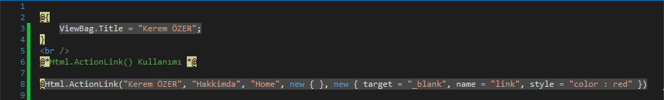 Aspnet Mvc Link Oluşturma Htmlactionlink Kerem Özer Not Defteri
